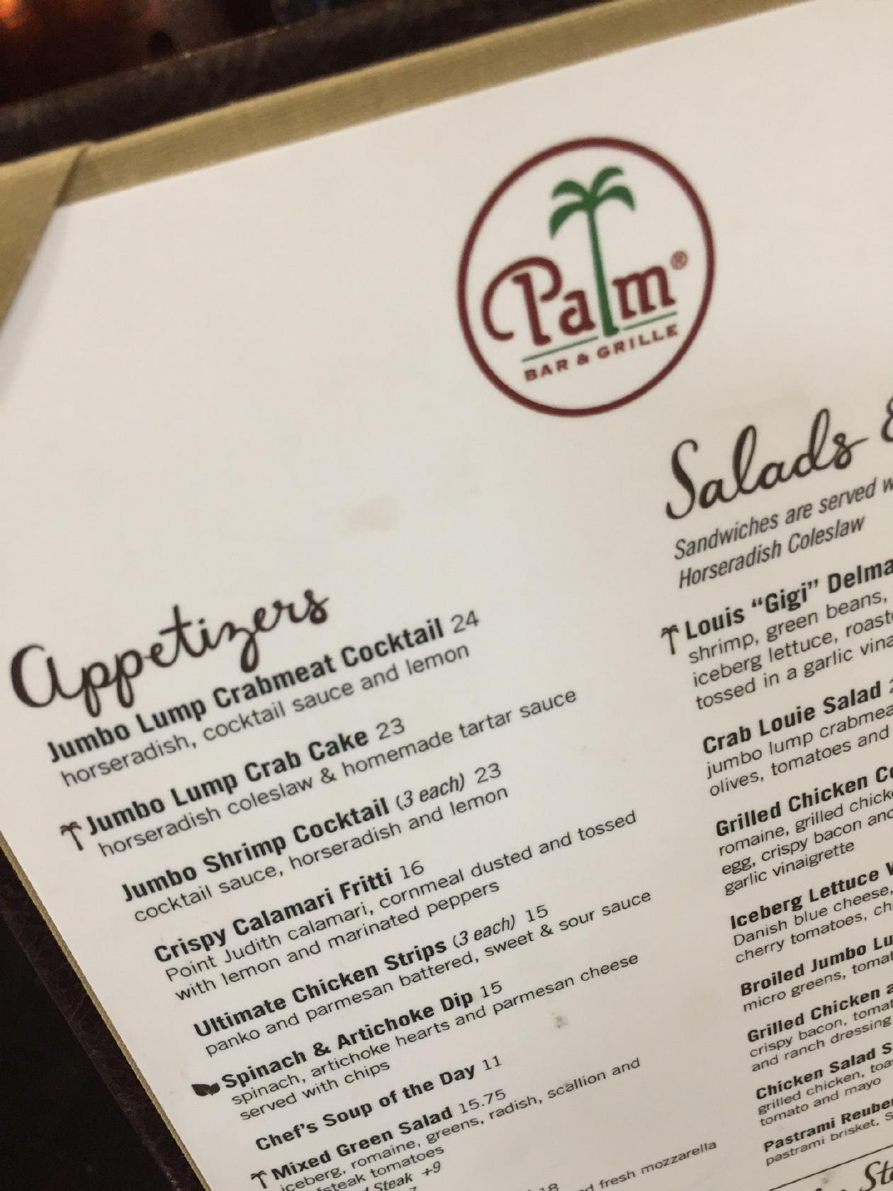 Menu at The Palm Bar & Grille, New York City, 303 30th St