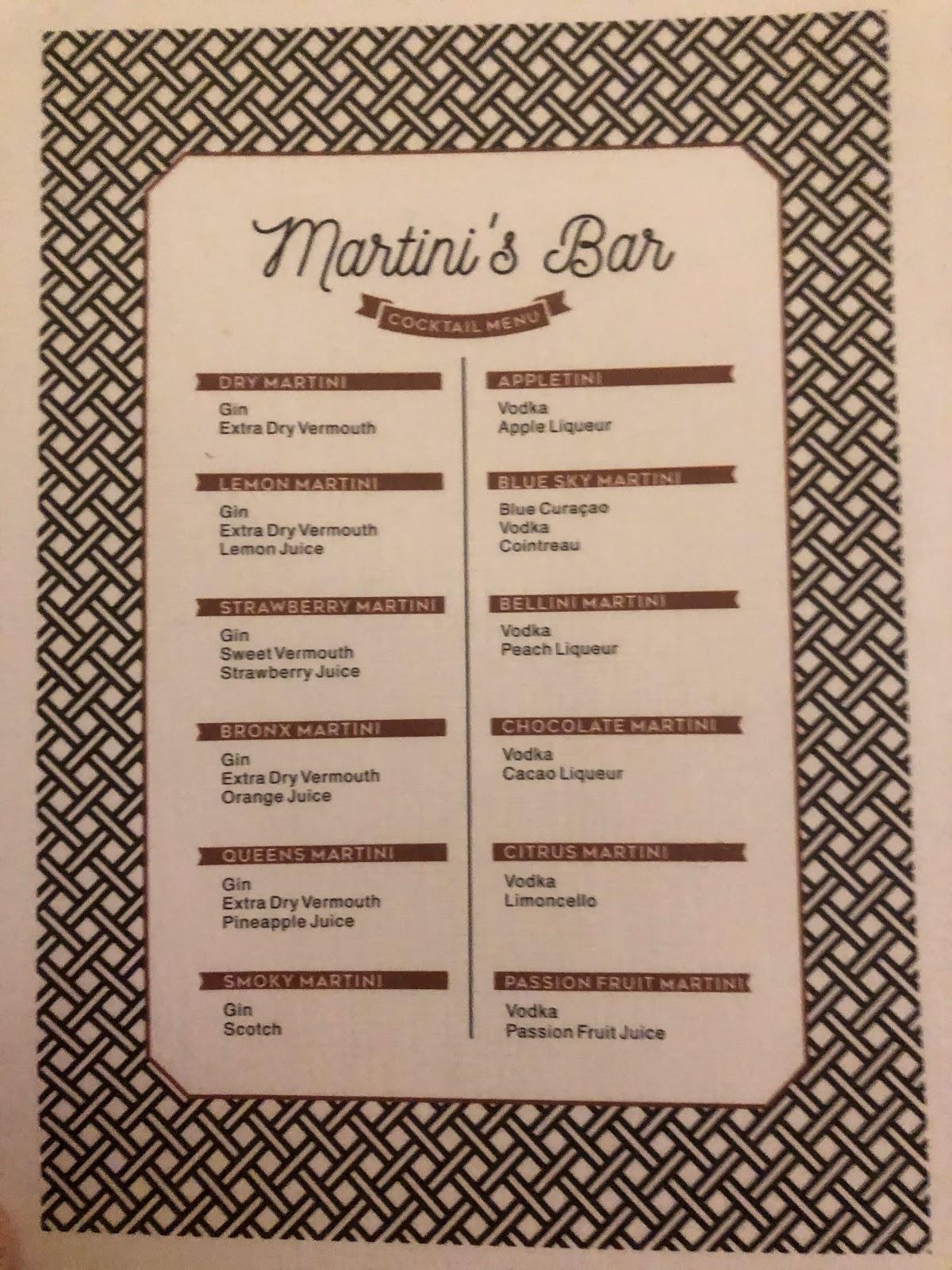 Menu at Martini bar, Punta Cana, PGHM+GP2