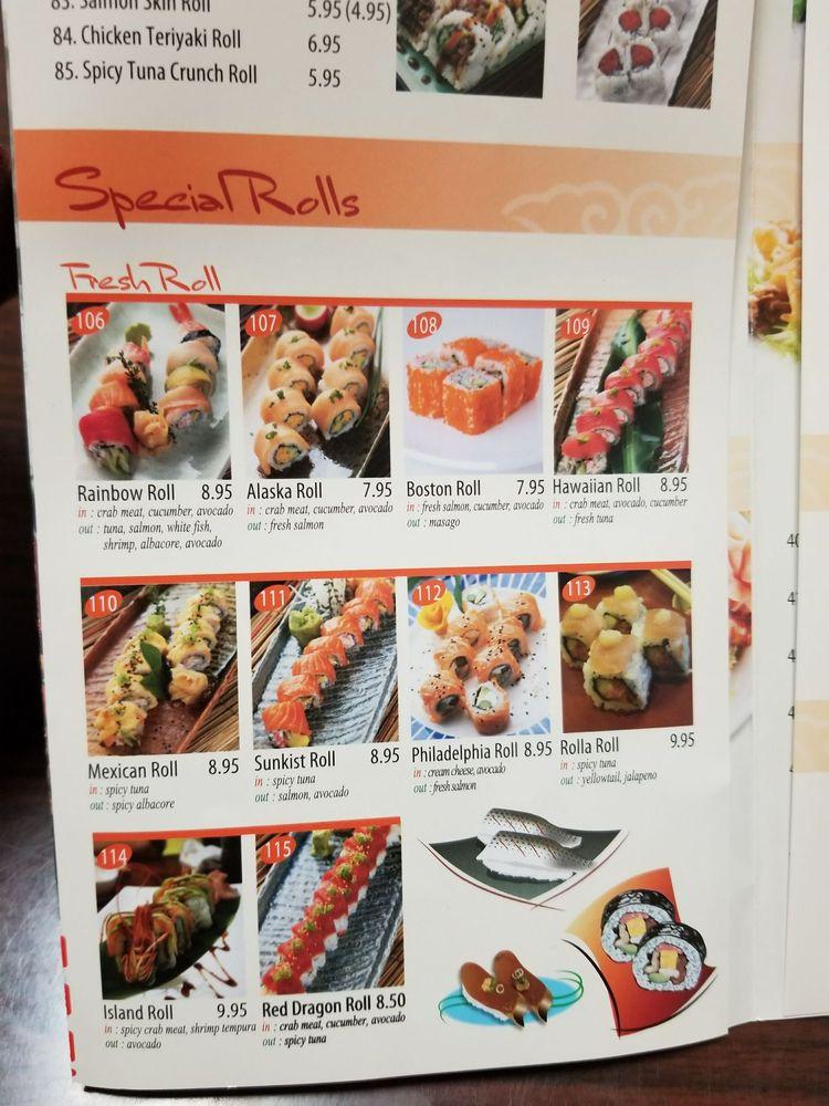 Menu at Rolla Sushi restaurant, Santa Clarita