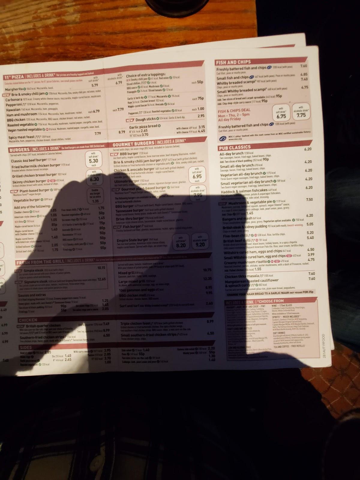 Menu at The Banker's Draft pub & bar, Sheffield