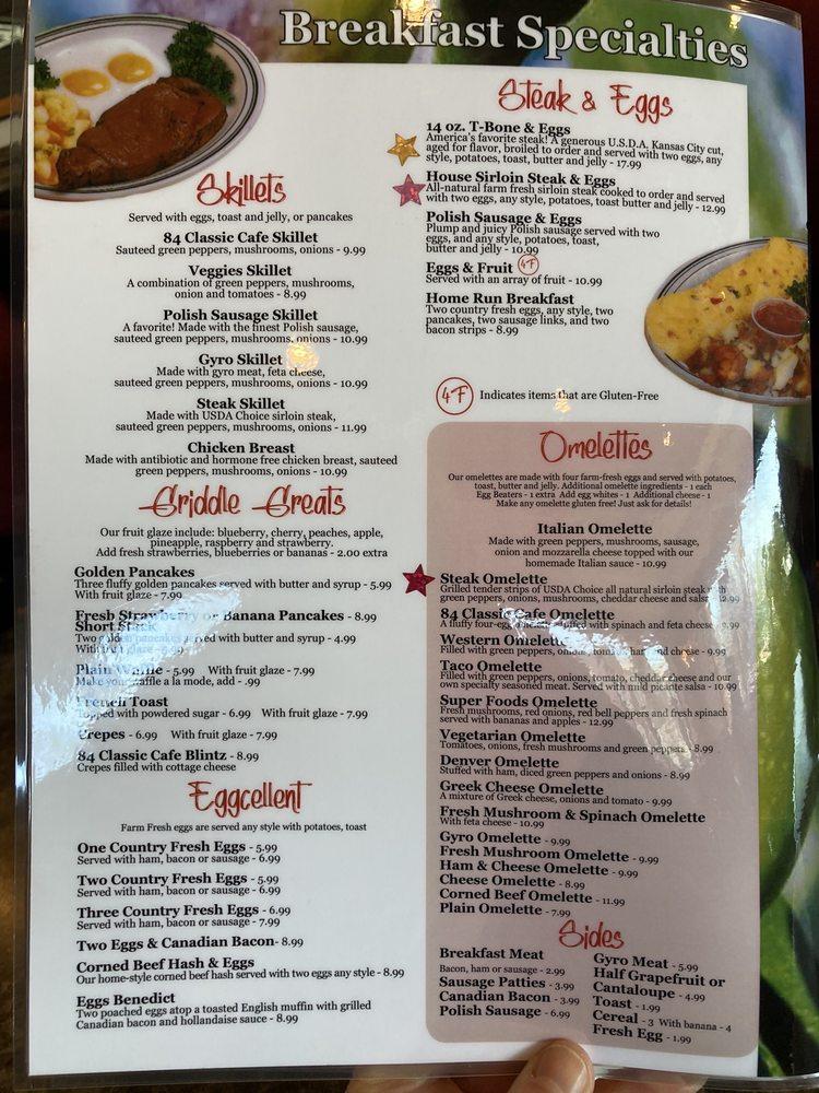 Menu at 84th Classic Cafe, West Allis
