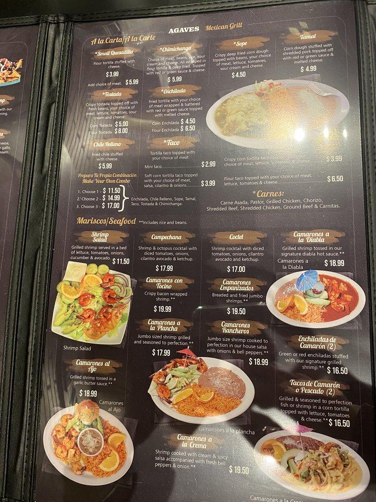 Menu at Agaves Mexican Grill restaurant, Merced