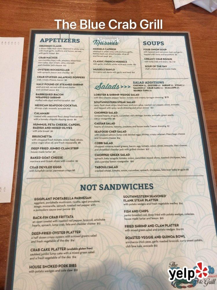 Menu at Blue Crab Grill restaurant, Newark