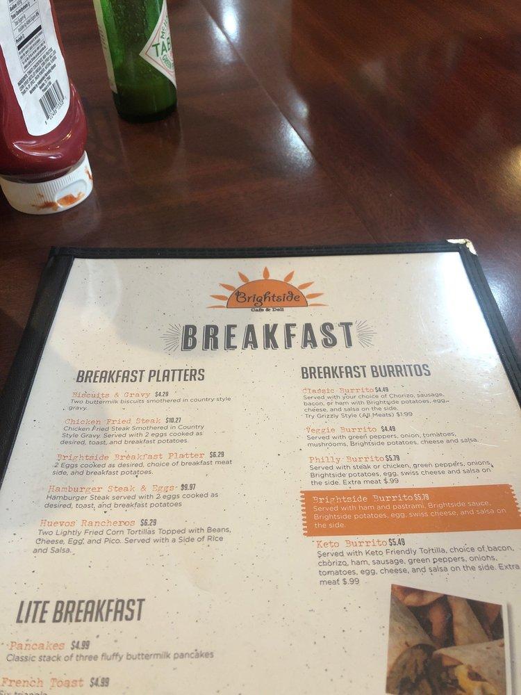 Menu at Brightside Cafe, Sioux City