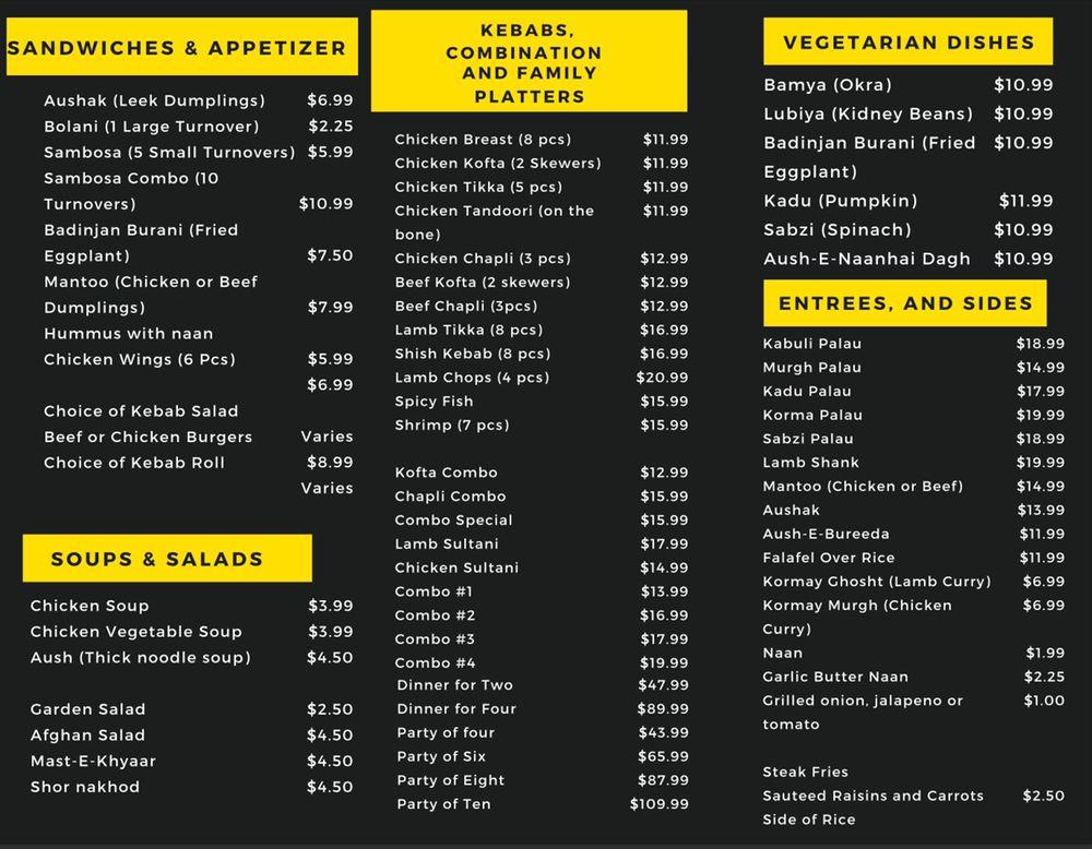 Menu at Choopan Grill restaurant, Selden
