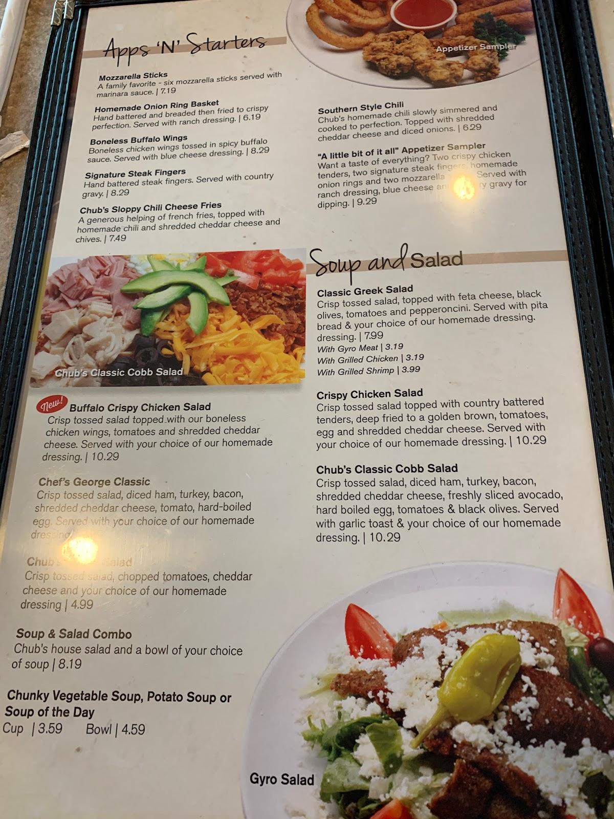 Menu at Chubby's Restaurant, Dallas, S Cockrell Hill Rd