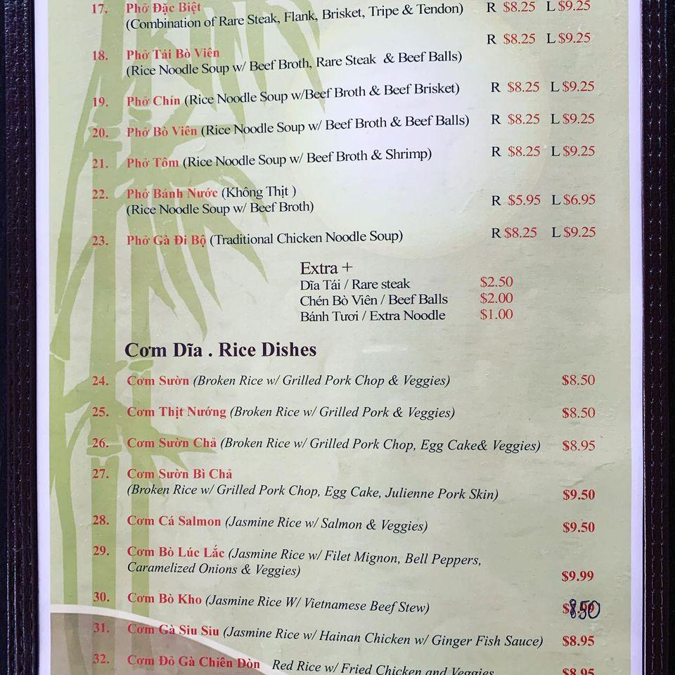 Menu at Mai's Kitchen restaurant, Westminster