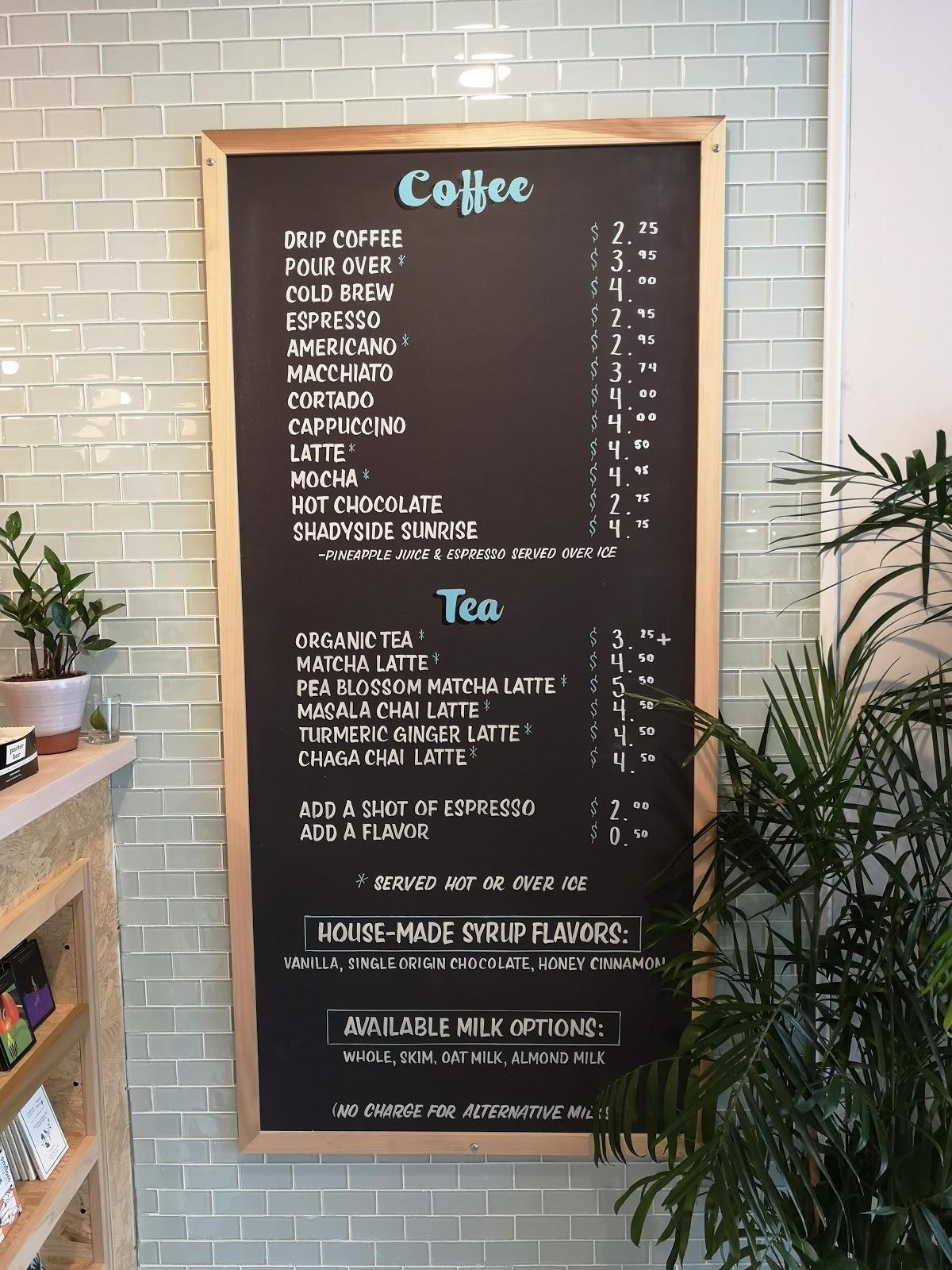 Menu at Adda Coffee & Tea — Garfield (Bazaar), Pittsburgh