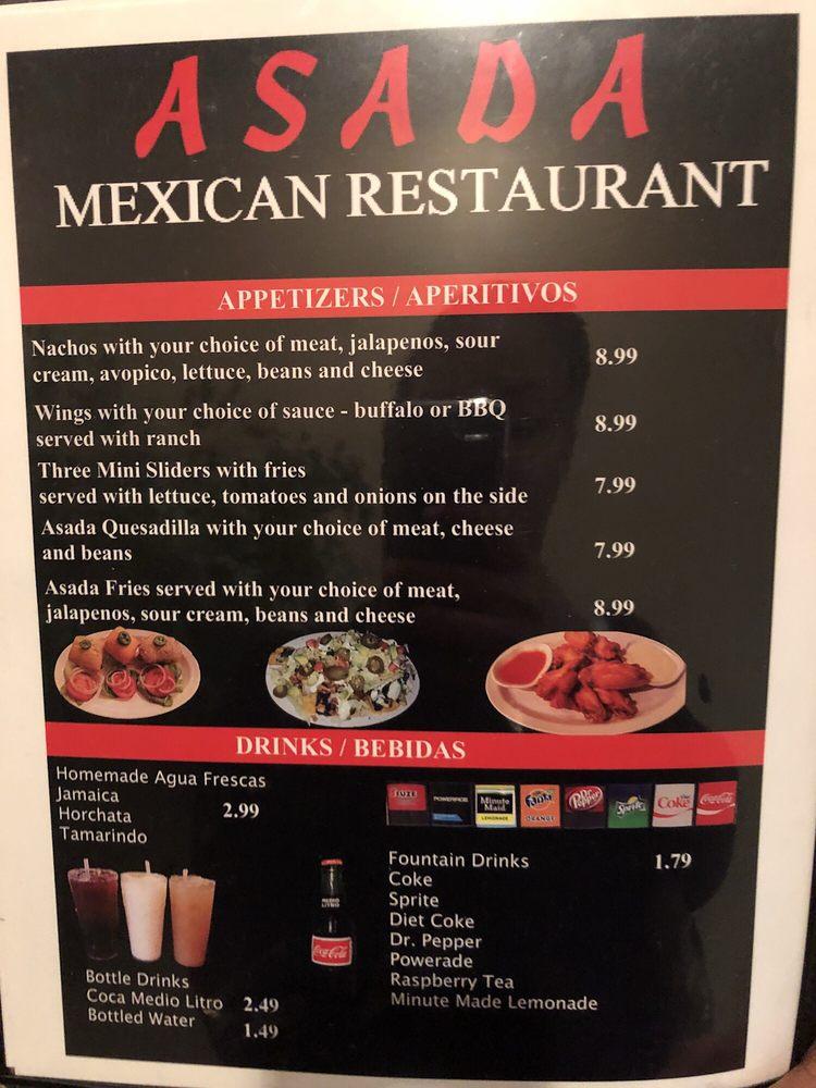 Menu at Asada Mexican Restaurant, North Las Vegas