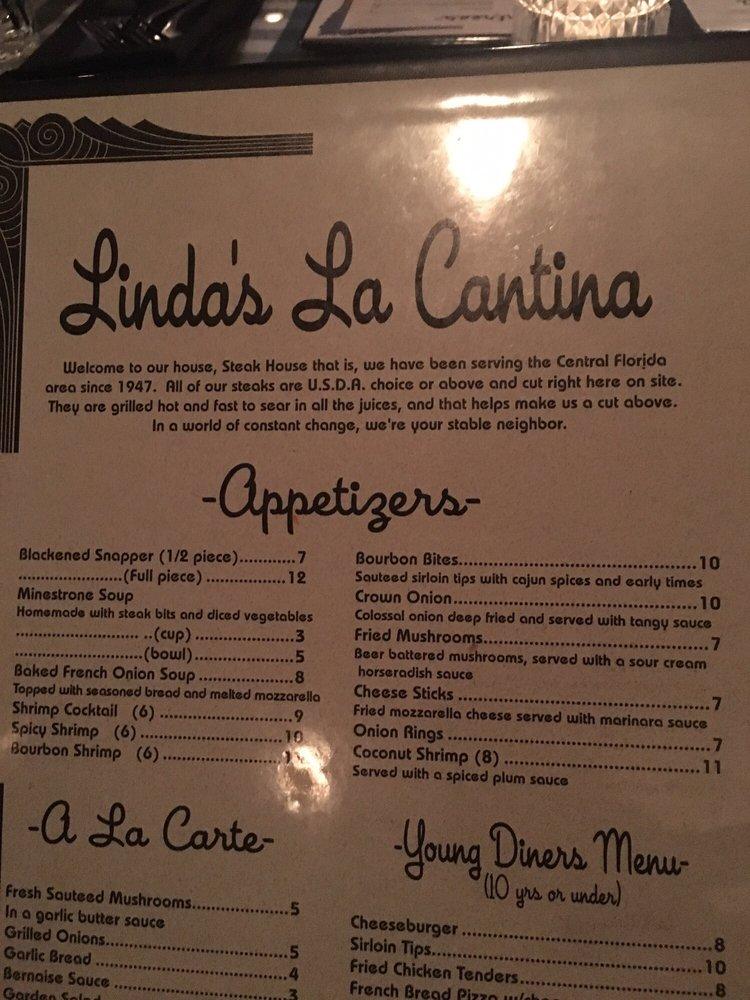 Menu at Linda's La Cantina Steakhouse, Orlando