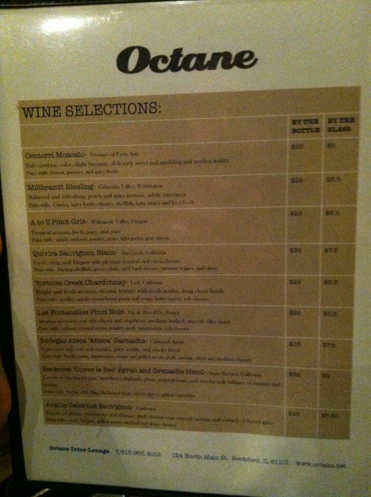 Carta del pub y bar Octane RKFD, Rockford