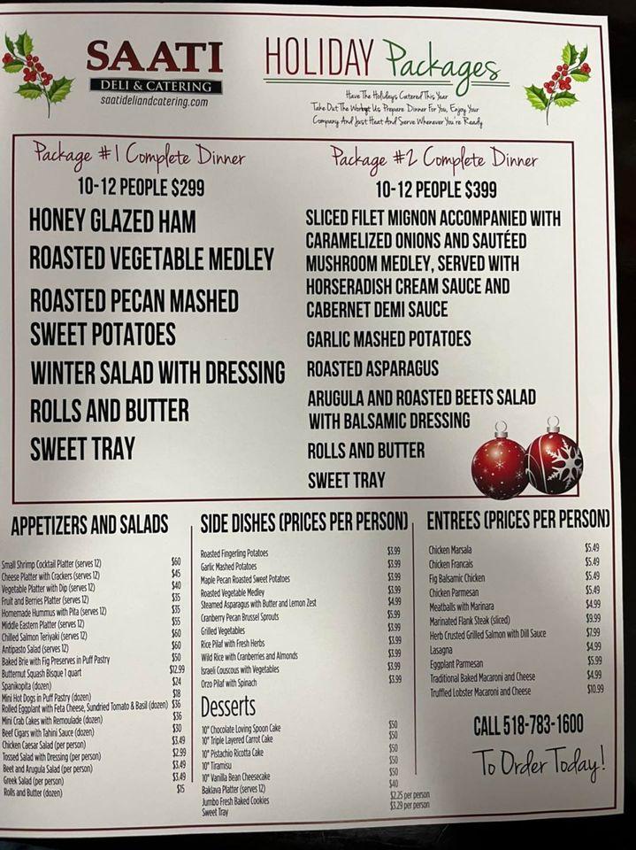 Menu at Saati Deli & Catering restaurant, Latham, 586 Loudon Road
