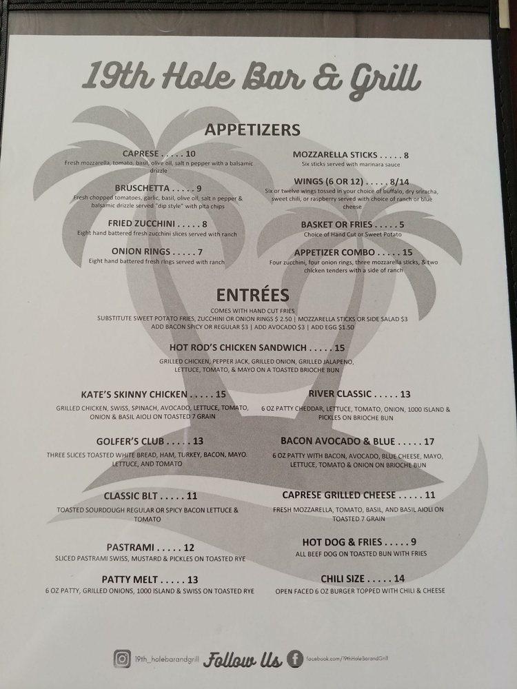 Menu at 19th Hole Bar & Grill, Needles