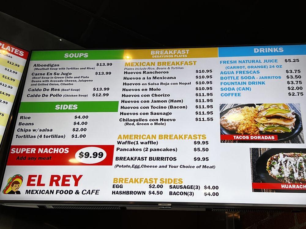 Menu at El Rey Mexican Food and Cafe, La Mirada