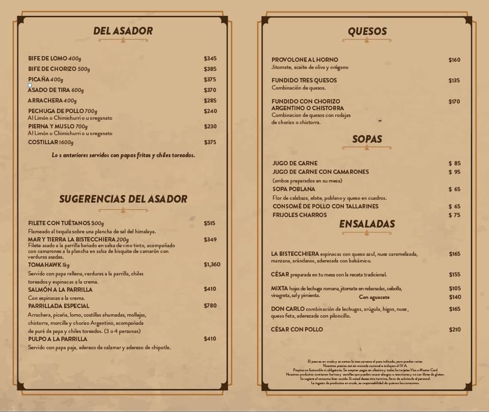 Carta del restaurante A LA MEXICANA, Ciudad del México, Carr. Picacho ...
