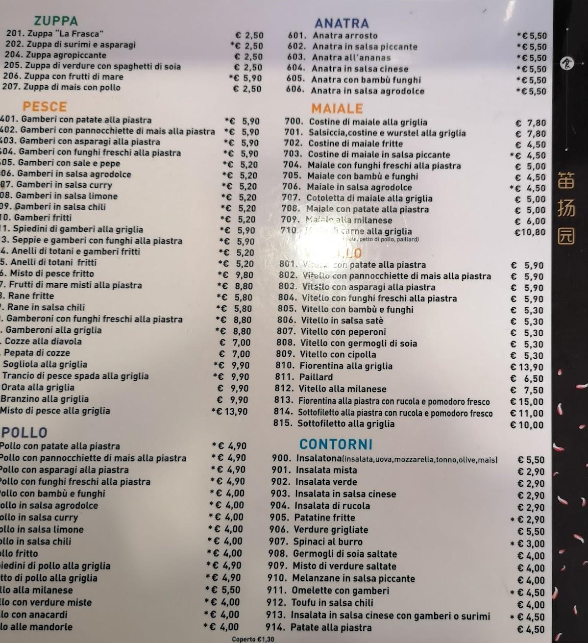Menu da La Frasca ristorante, Torino
