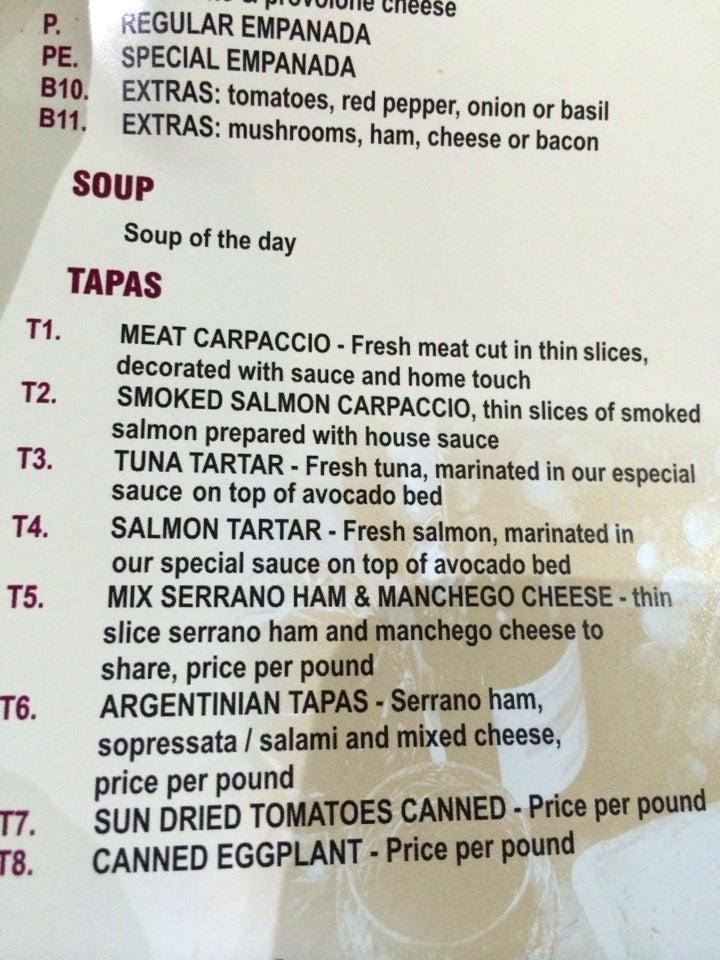 Menu at Miga's Steakhouse, Miramar