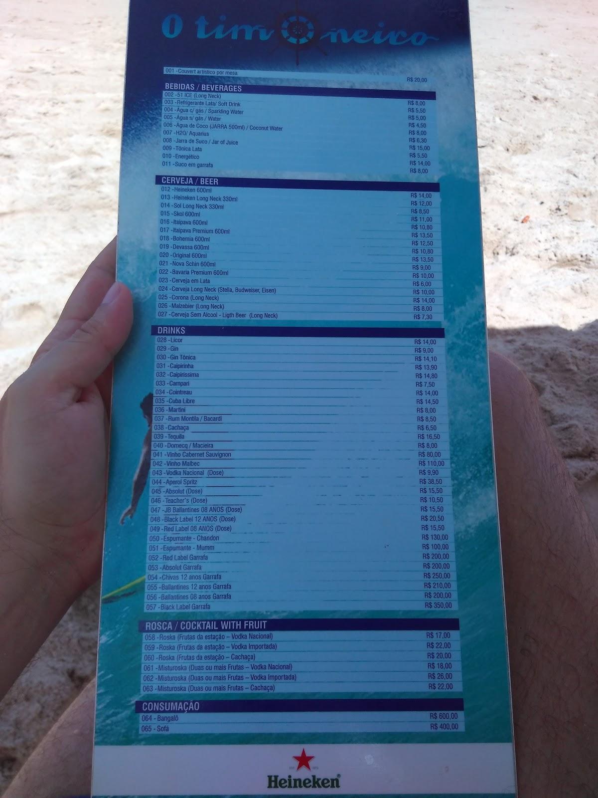 Menu em O Timoneiro restaurante, Lauro de Freitas, R. Praia de Marambaia