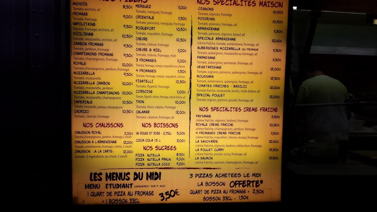 Carta de pizzería Pizza Chez Claude, La Ciotat