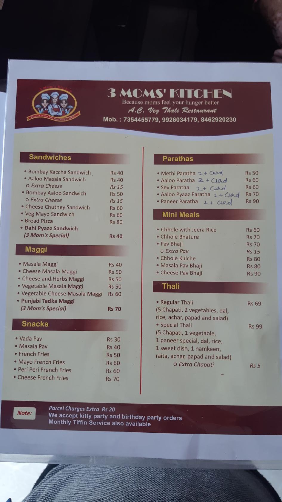 Menu at 3 Moms' Kitchen, Indore