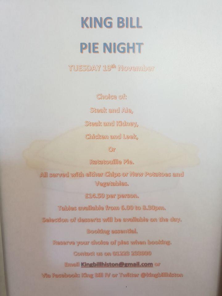 Menu at King William IV pub & bar, Histon, 8 Church St