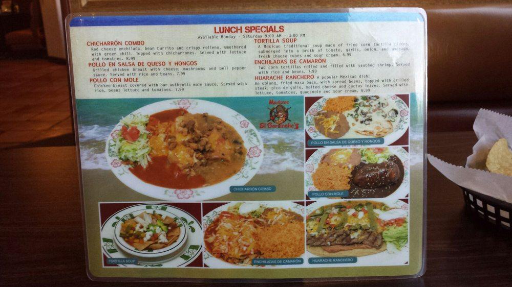 Menu at Mariscos El Berrinche's Mexican Restaurant, Westminster