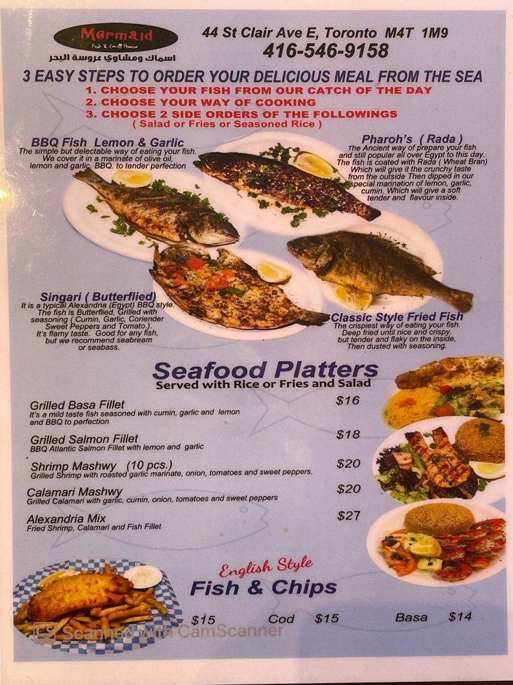 Menu at Mermaid Fish & Grill House أسماك عروسة البحر restaurant ...