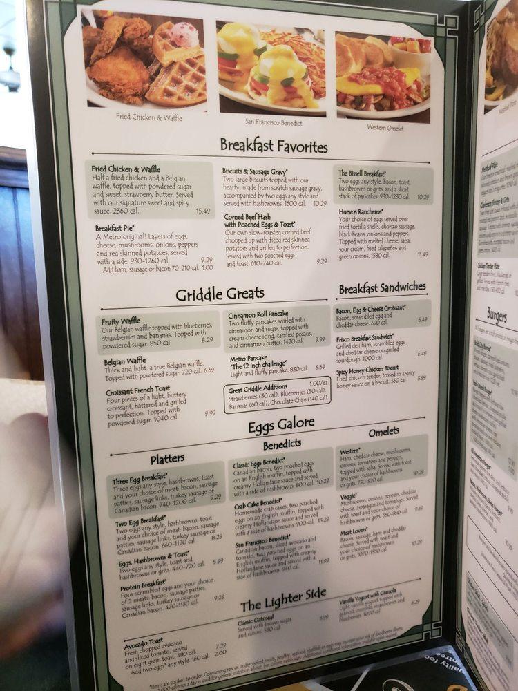 Menu at Metro Diner restaurant, Chesapeake