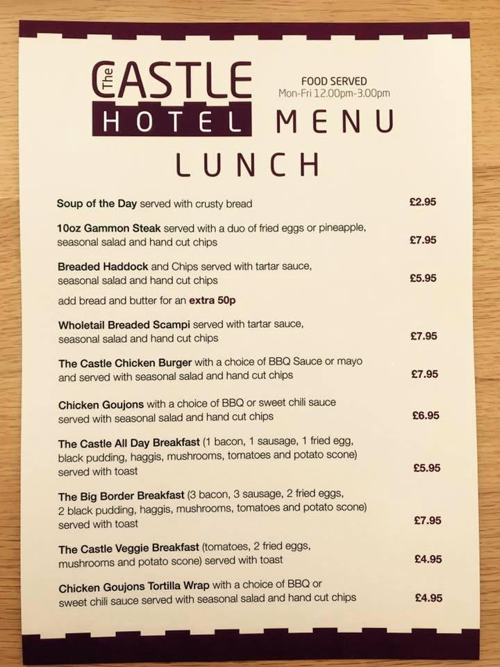 Menu at The Castle Hotel & Restaurant, Berwick-upon-Tweed