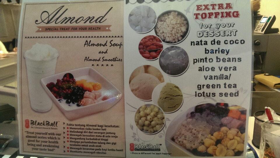Menu at BlackBall Taiwanese Dessert cafe, Surabaya