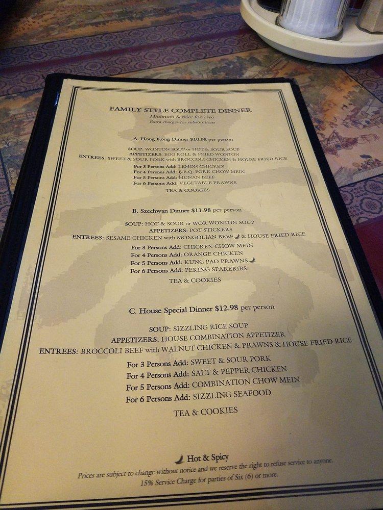 Menu at Hong Kong Seafood Restaurant, Hayward
