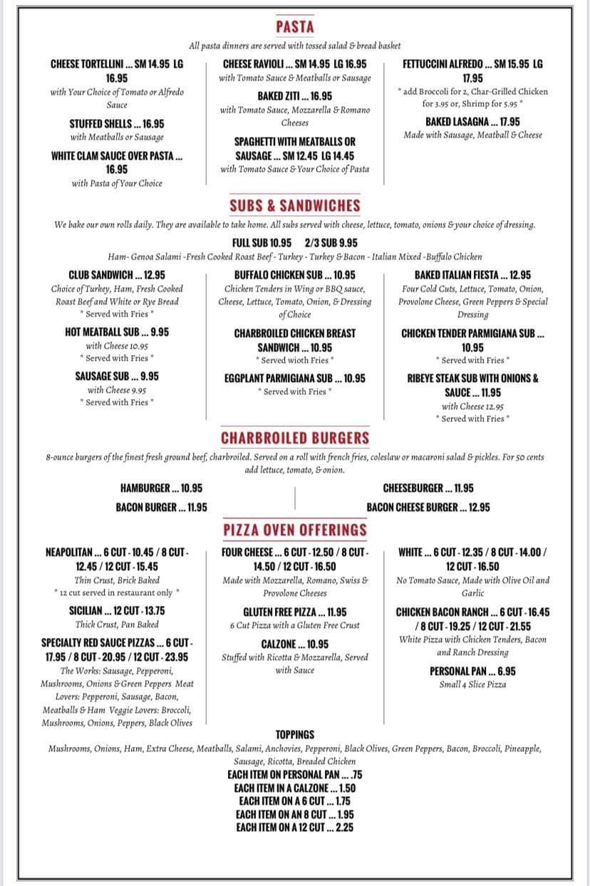 Menu at Jonathan's Pizza & Italian Cuisine restaurant, Duanesburg