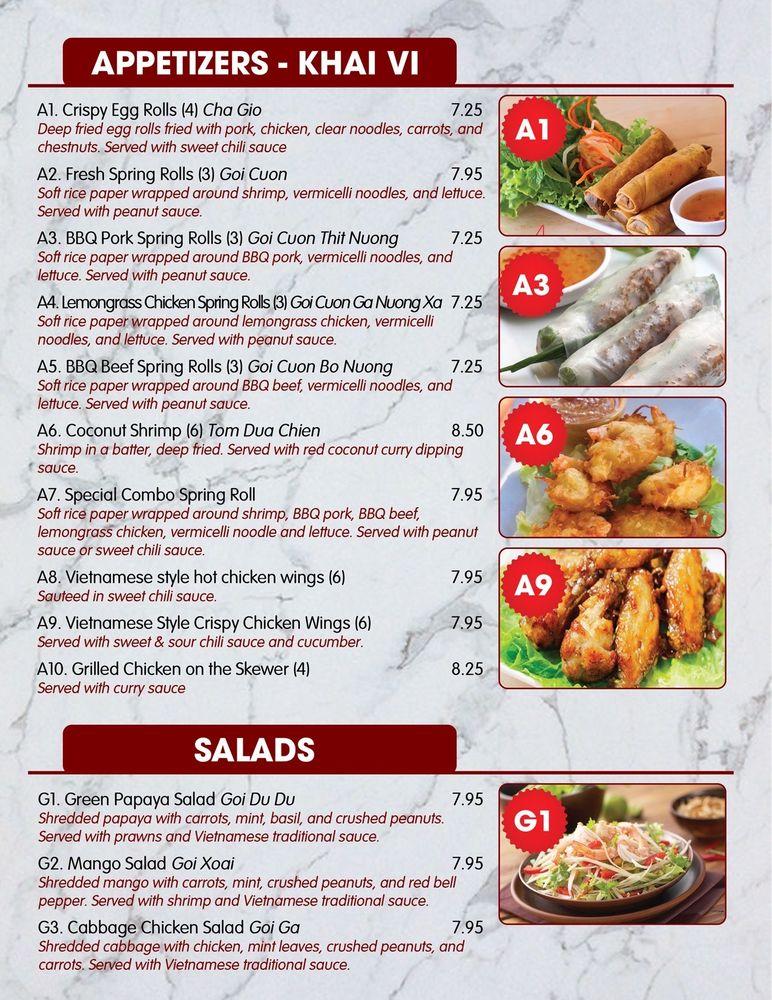 Menu at Pho Ha Vietnamese Restaurant, Sonoma