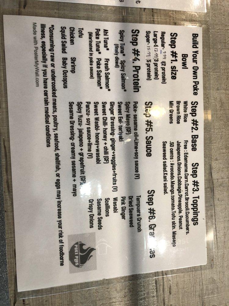 Menu at Poke Plus Kenosha restaurant, Kenosha