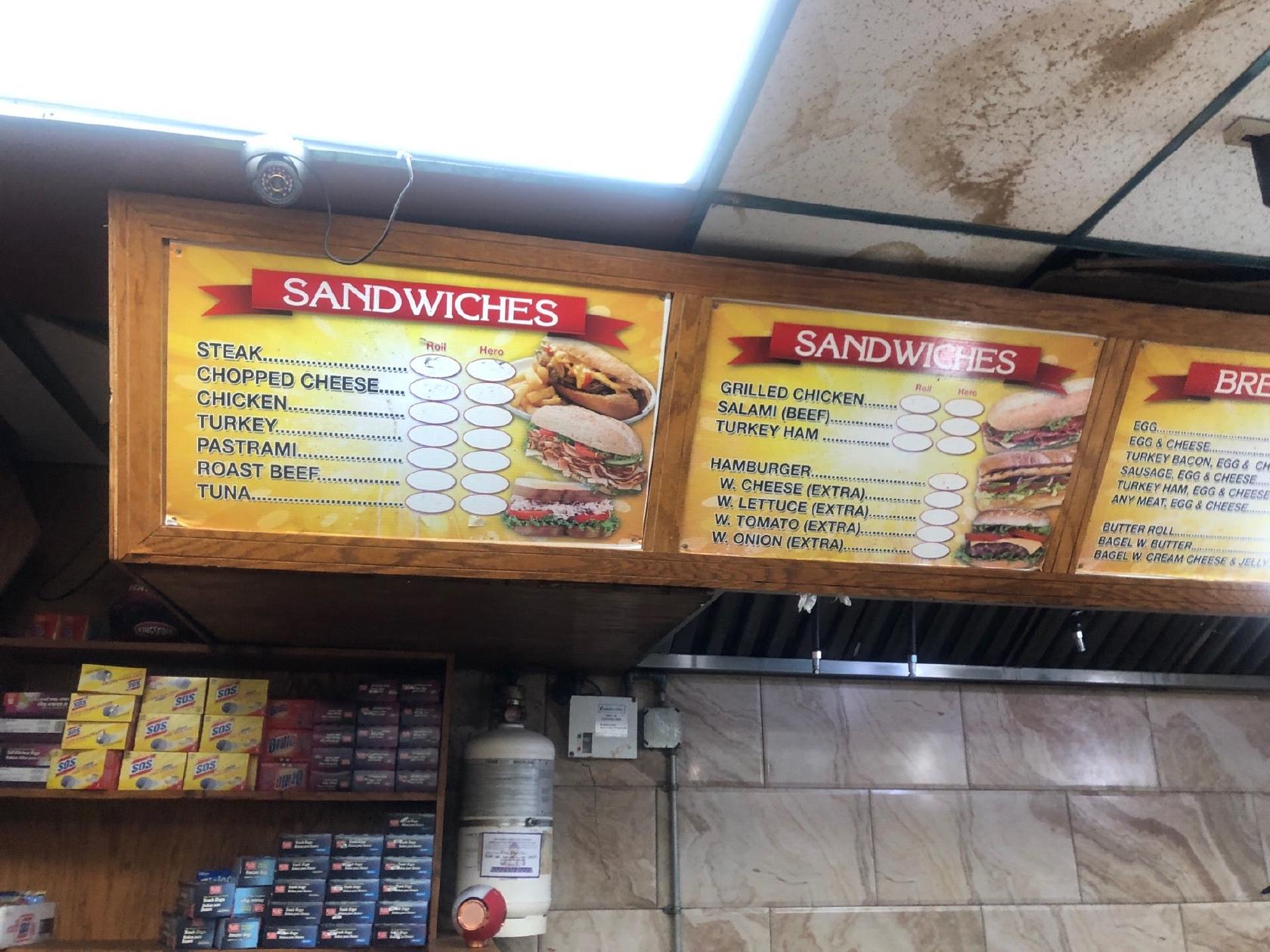 Menu at Blue Sky Deli restaurant, New York City