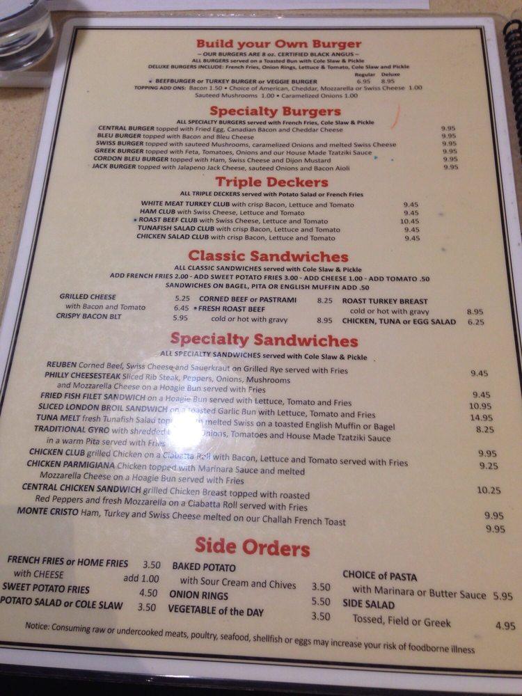 Menu at Central Diner & Grille restaurant, Pittsburgh