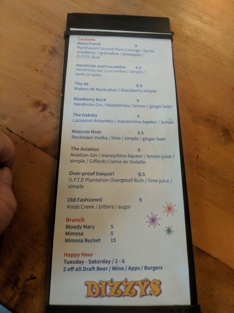 Menu at Dizzy's Gypsy Bistro pub & bar, Little Rock