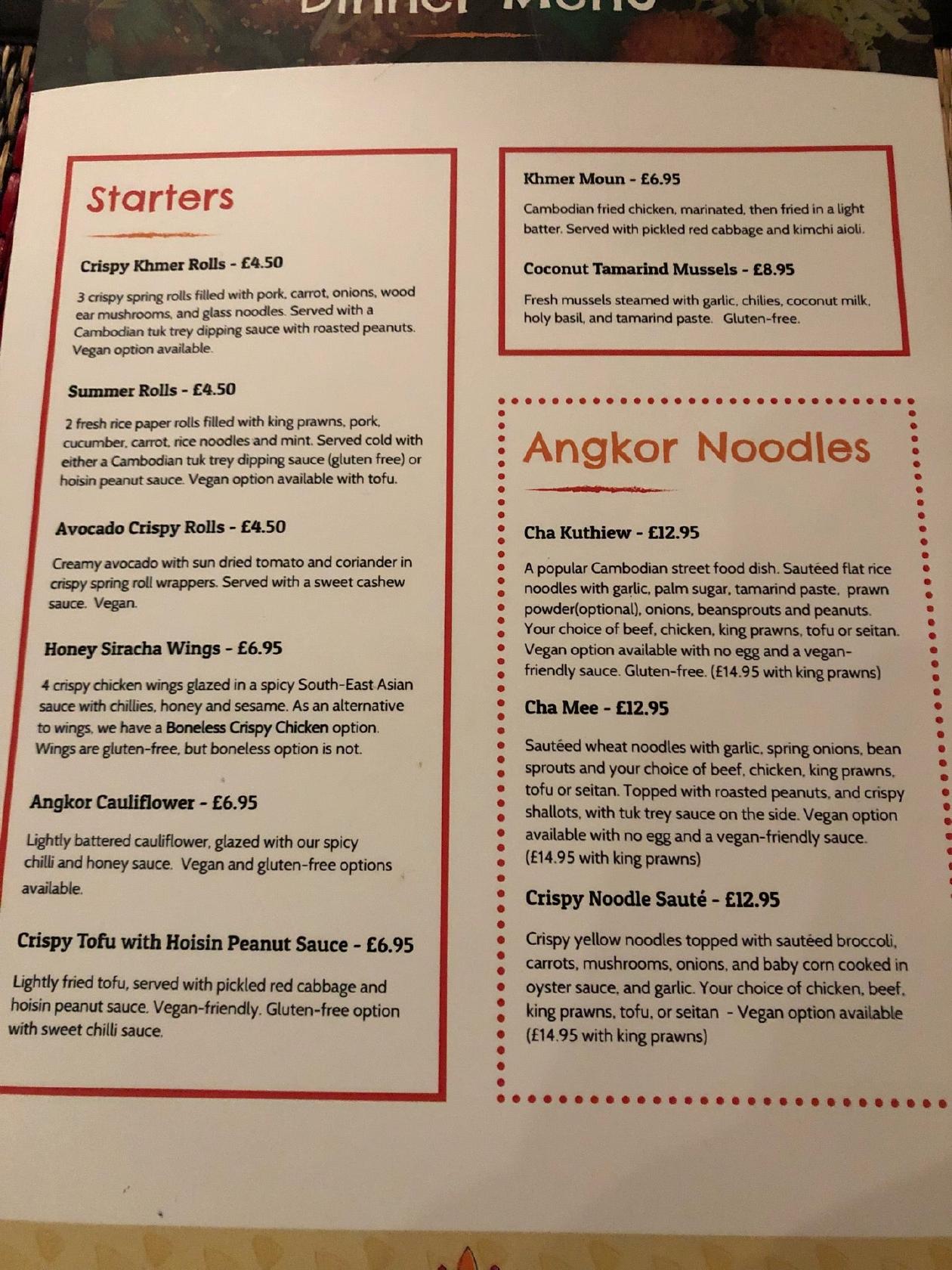 Menu at Kambuja Marple restaurant, Marple, 12 Stockport Rd