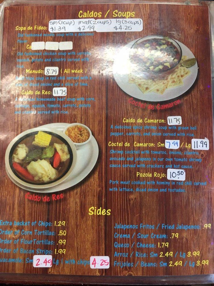 Carta del restaurante Los Charros, East Moline