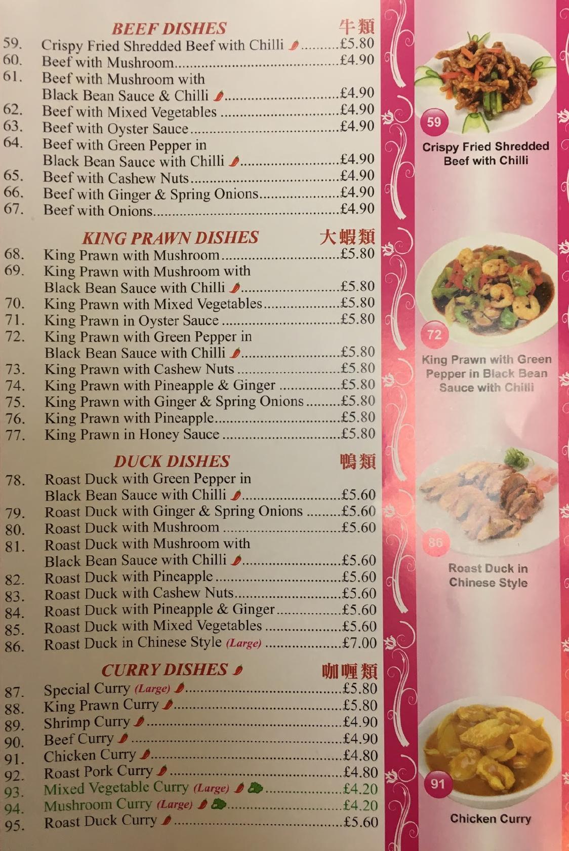 Menu at Phoenix House fast food, Stanwell