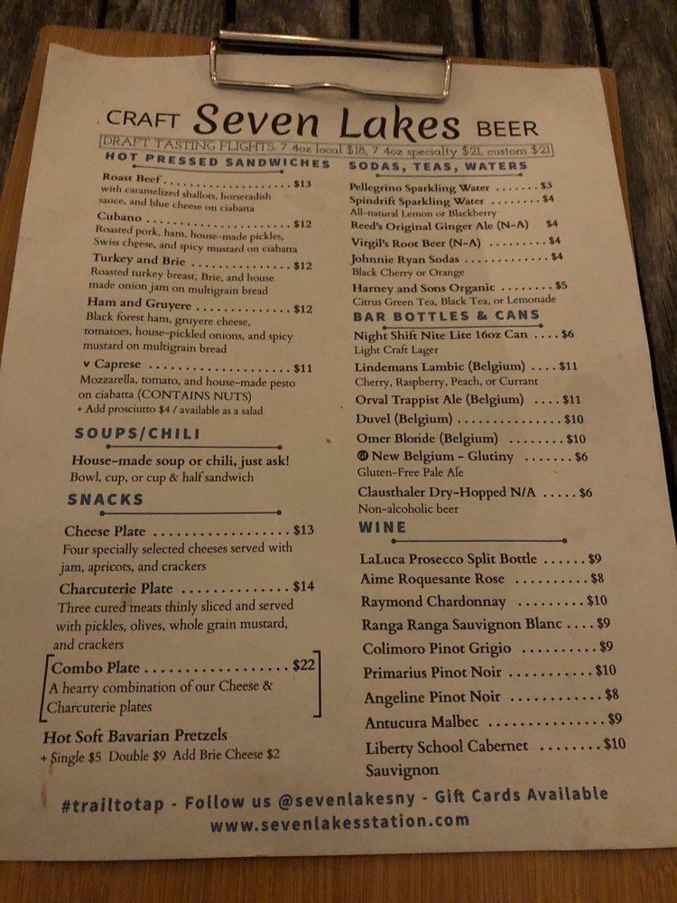 Menu at Seven Lakes Station pub & bar, Sloatsburg