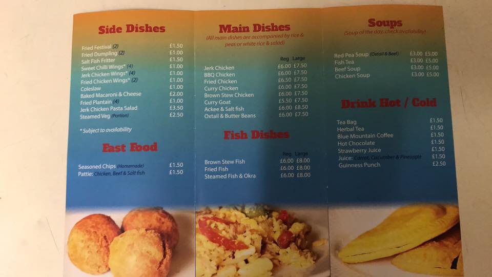 Menu at Blue Lagoon Jamaican Cuisine restaurant, High Wycombe