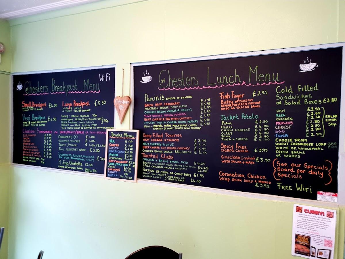 Menu at Chester's @ 84 cafe, Warrington