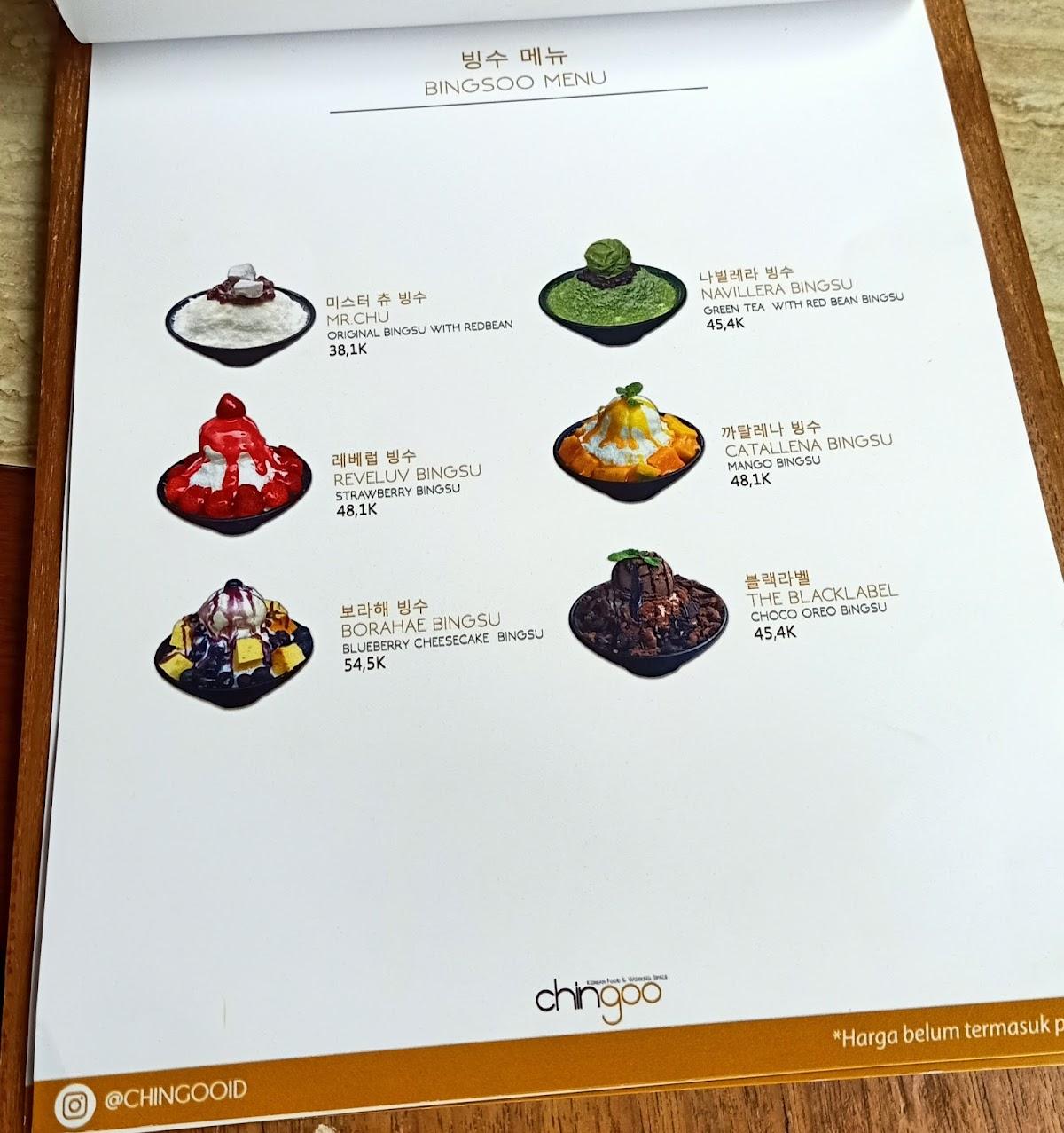 Carta del restaurante Chingoo Korean Food & Space, Malang