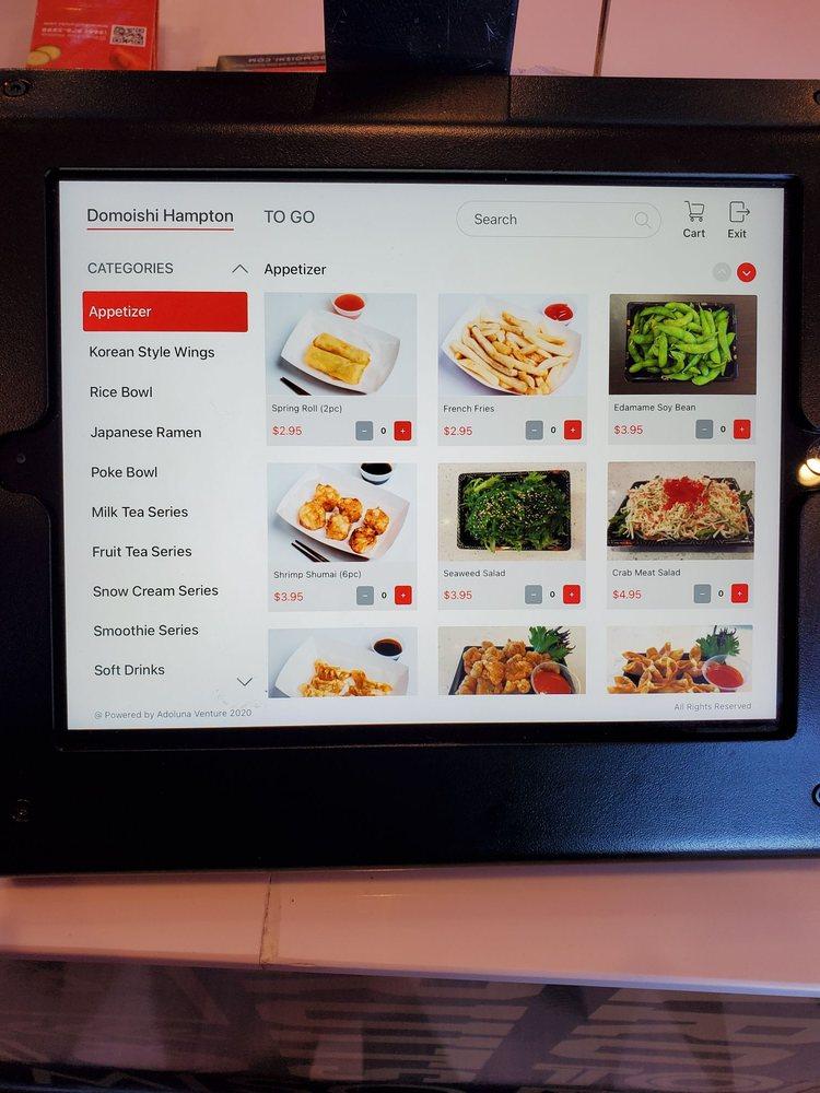 Menu at DOMOISHI ramen-poke-tea-wings restaurant, Hampton