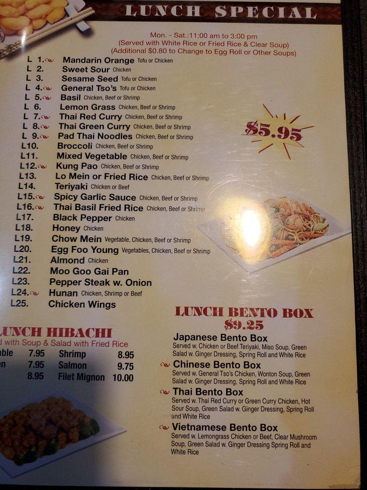 Menu at Fuji Asian restaurant, Evans