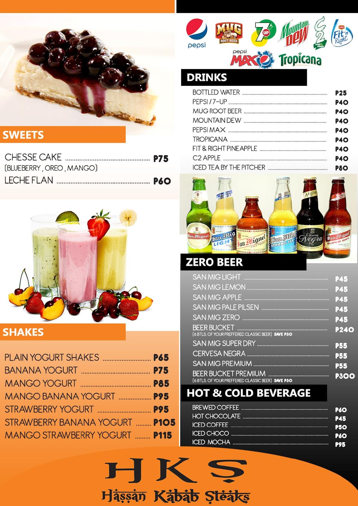 Menu at Hassan Kabab and Steaks pub & bar, Quezon City, Katipunan Ave