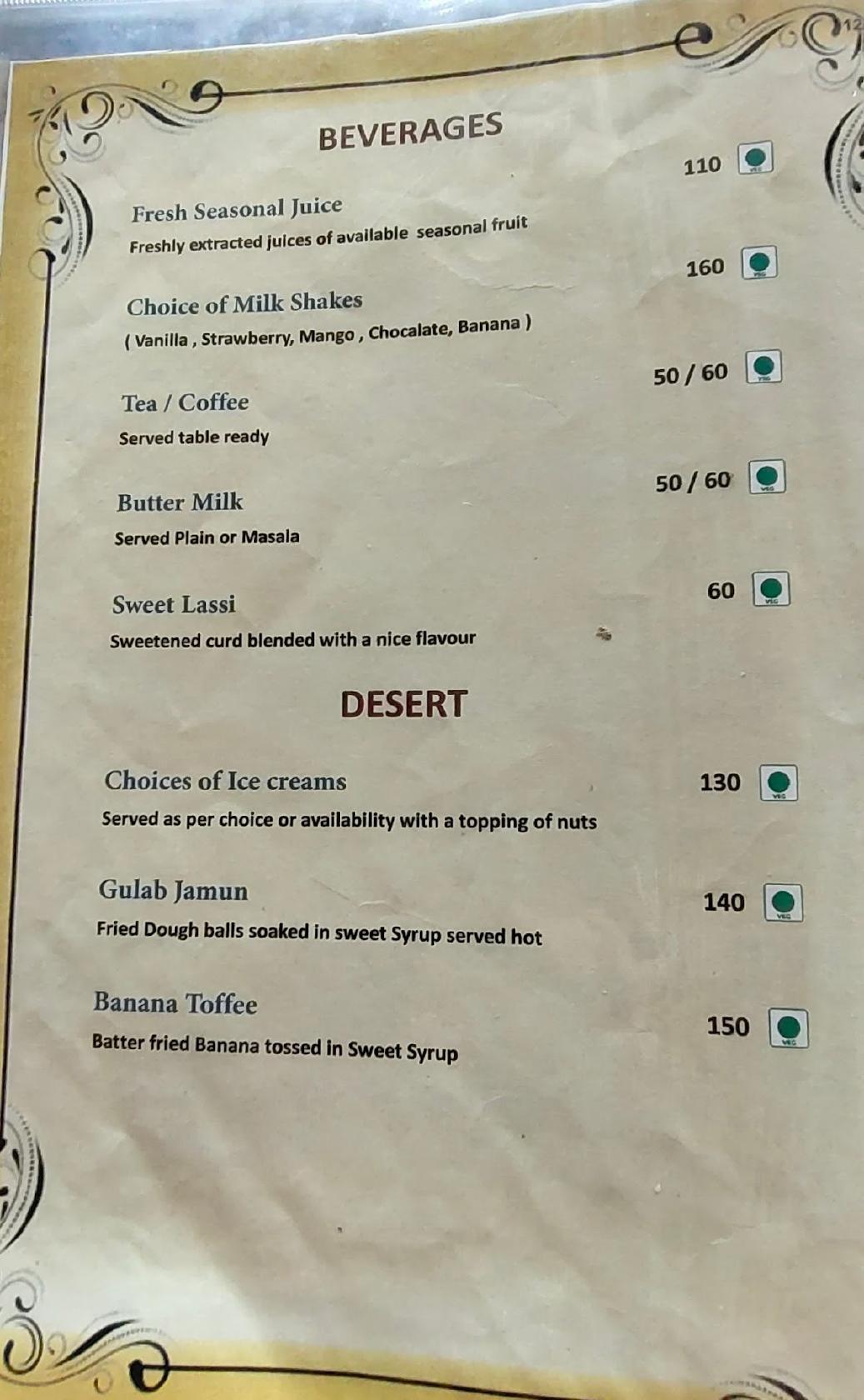 Menu at Om restobar, Gokarna