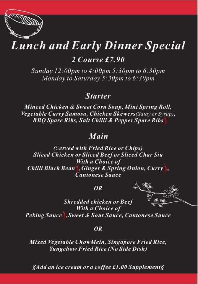 Menu at Sweechoo Chinese Restaurant, Bedlington