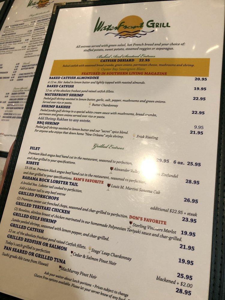 Carta del restaurante Waterfront Grill, Monroe